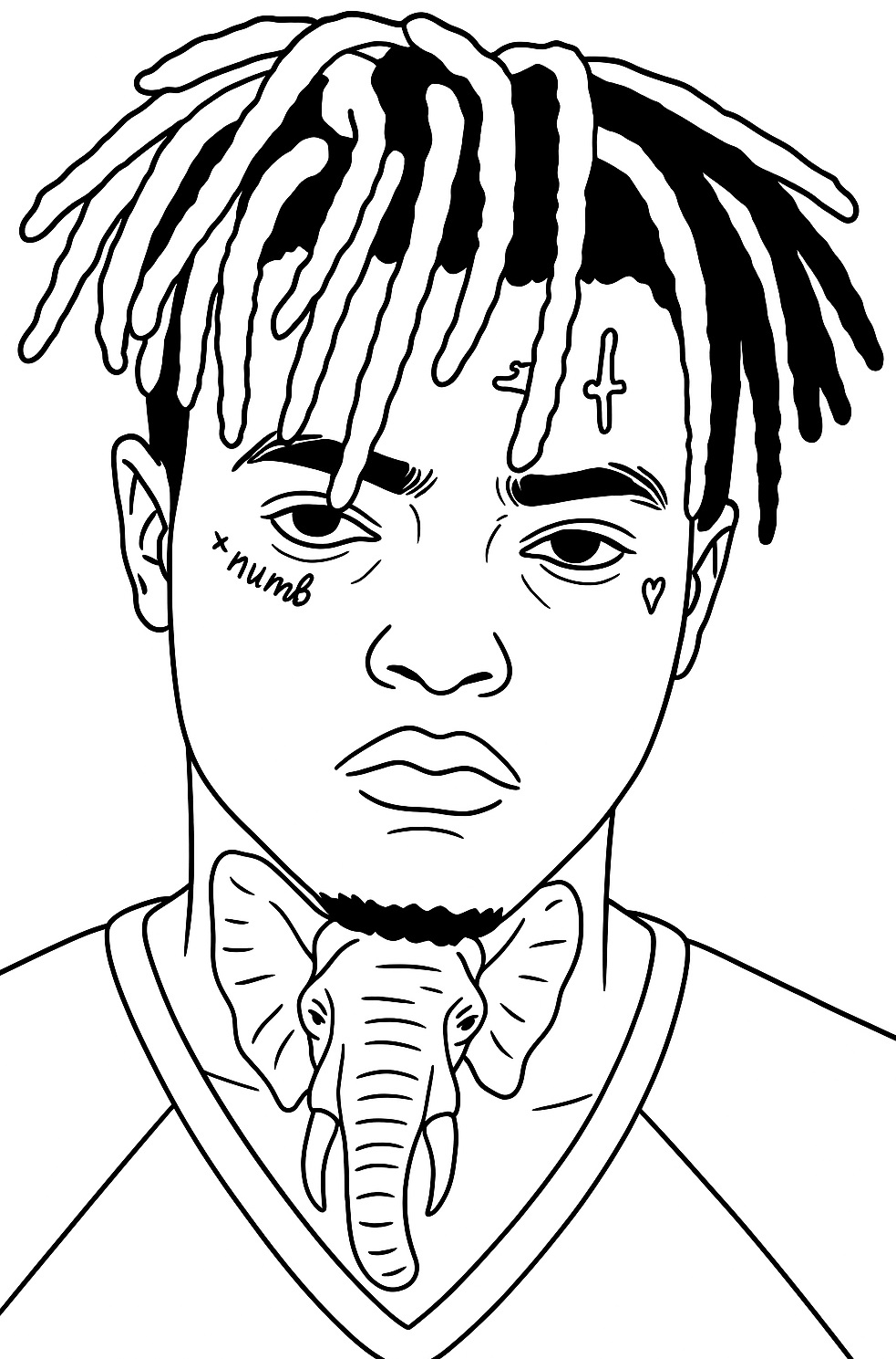 Xxxtentacion coloring page, bold and easy - Simply color me