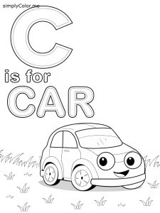 C is for Car coloring page - Simply color me