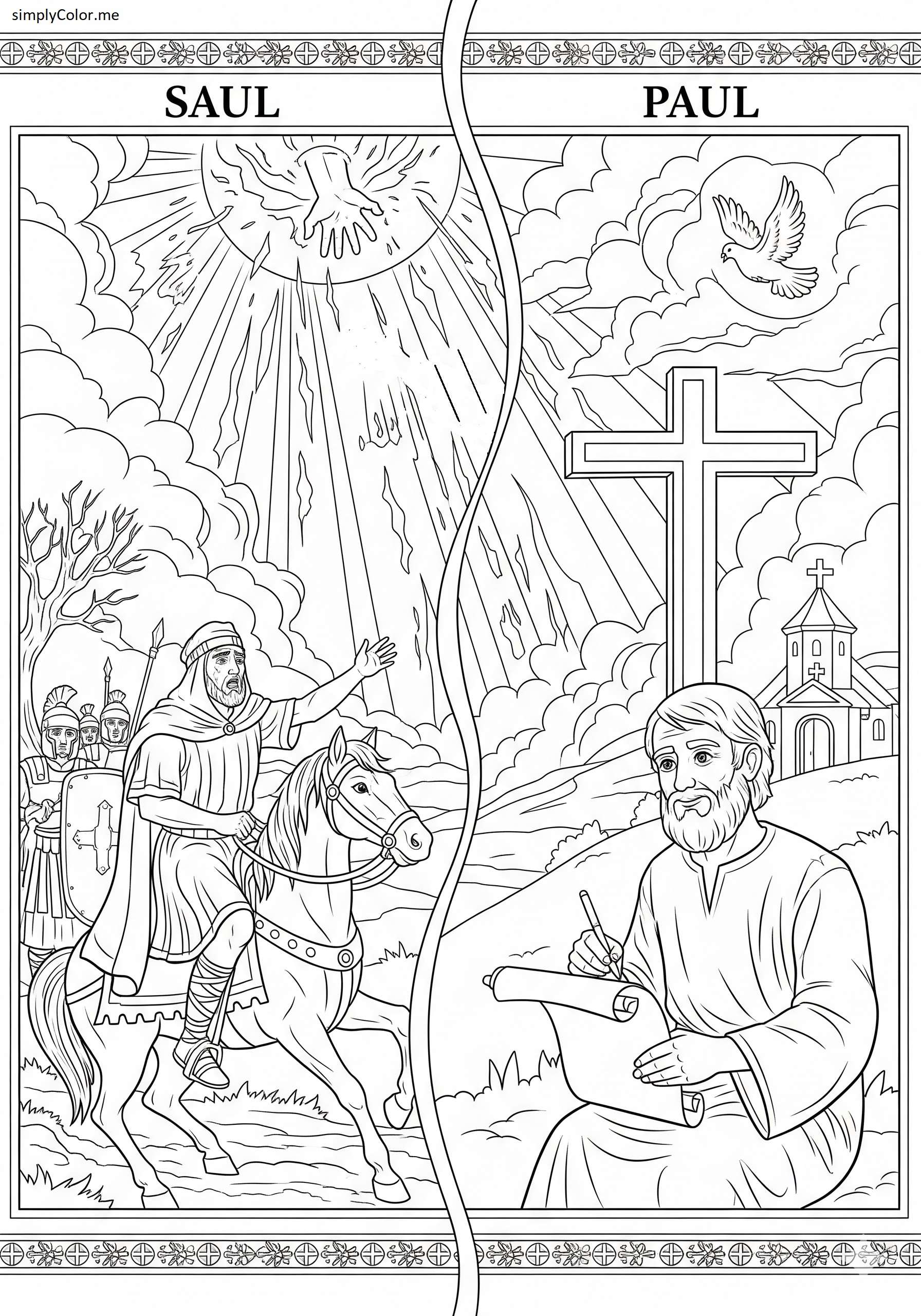Saul to Paul coloring sheet - Simply color me