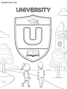 U is for university coloring page - Simply color me