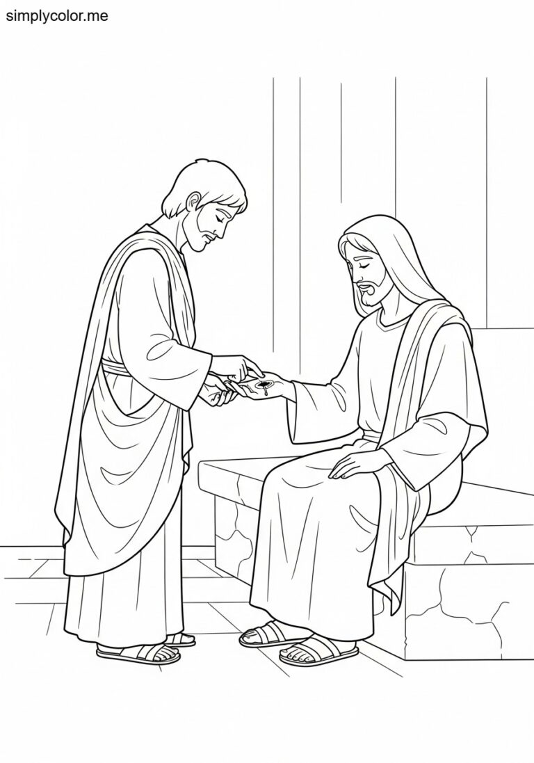 Jesus feeding the five thousand biblical coloring page - Simply color me