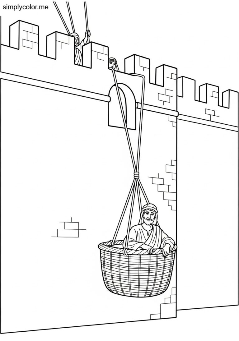 Nehemiah rebuilding the wall biblical coloring page - Simply color me