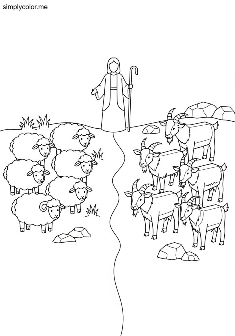 The parable of the sheep and the goats biblical coloring page - Simply ...
