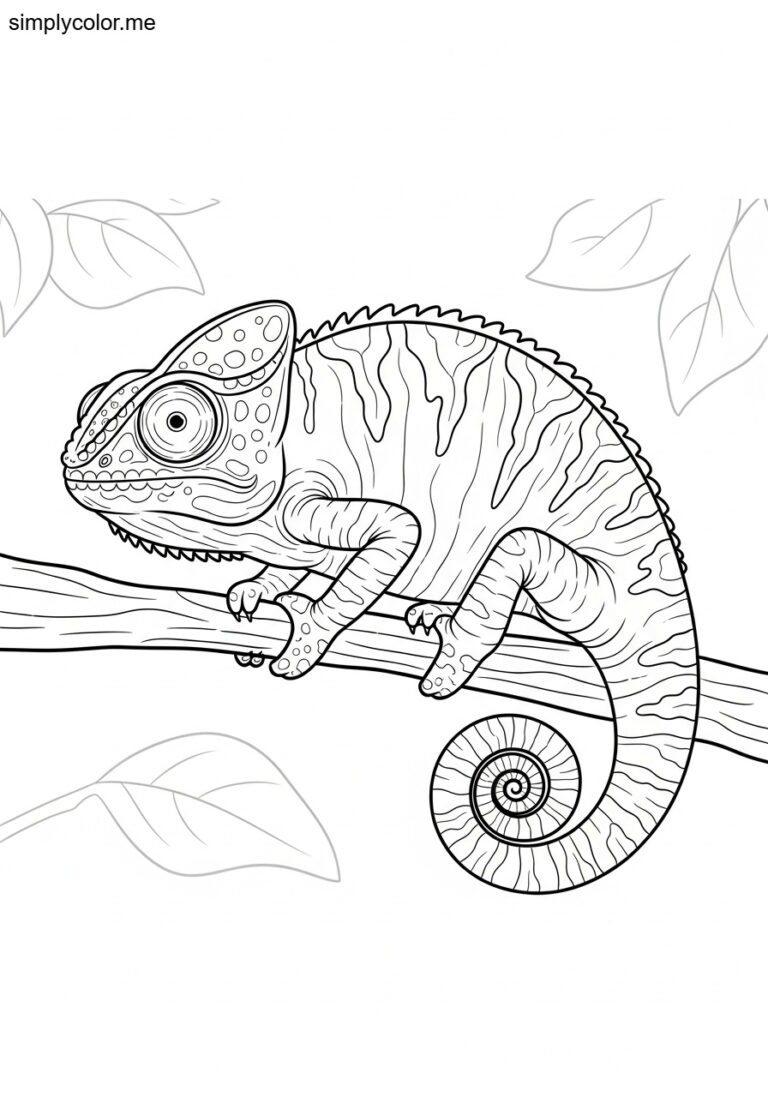 Chameleon coloring page color changing lizard reptile camouflage design ...